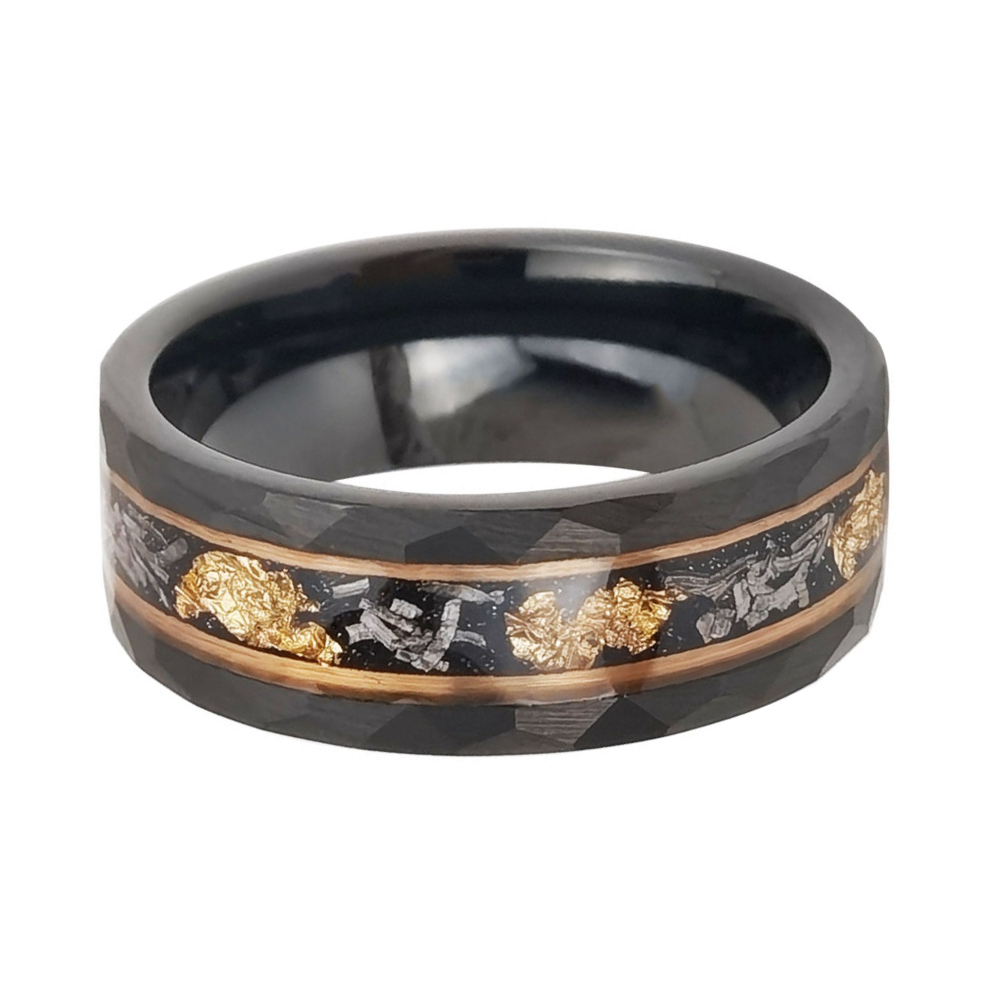 8MM Tungsten Matching Mens Women Flat Inlay Tungsten Faceted Couple ...