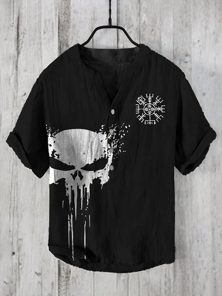 Herren-Hemd „Viking“ aus Leinenmischung mit grafischer Grafik