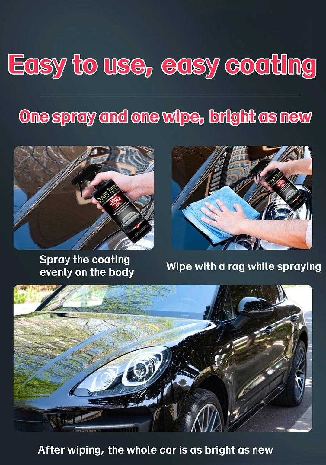 Car body nano-spray coating wax decontamination glazing maintenance waxing