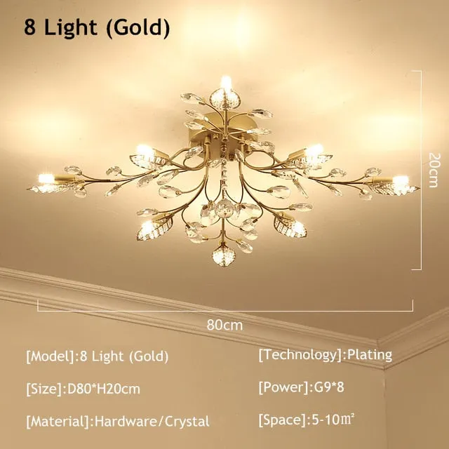 Vintage LED Ceiling Light Crystal Ceiling Lamp For Living Room Loft