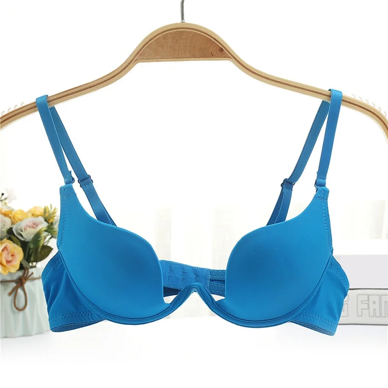 Uaang Backless Bra Lnvisible Lingerie C D Cup Deep U Sexy Bra U Plunge Half Cup Brassiere Black