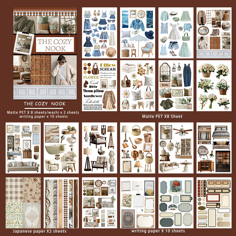 ステッカーブック - 20枚/冊 ヴィンテージフラワーラベル ホーム