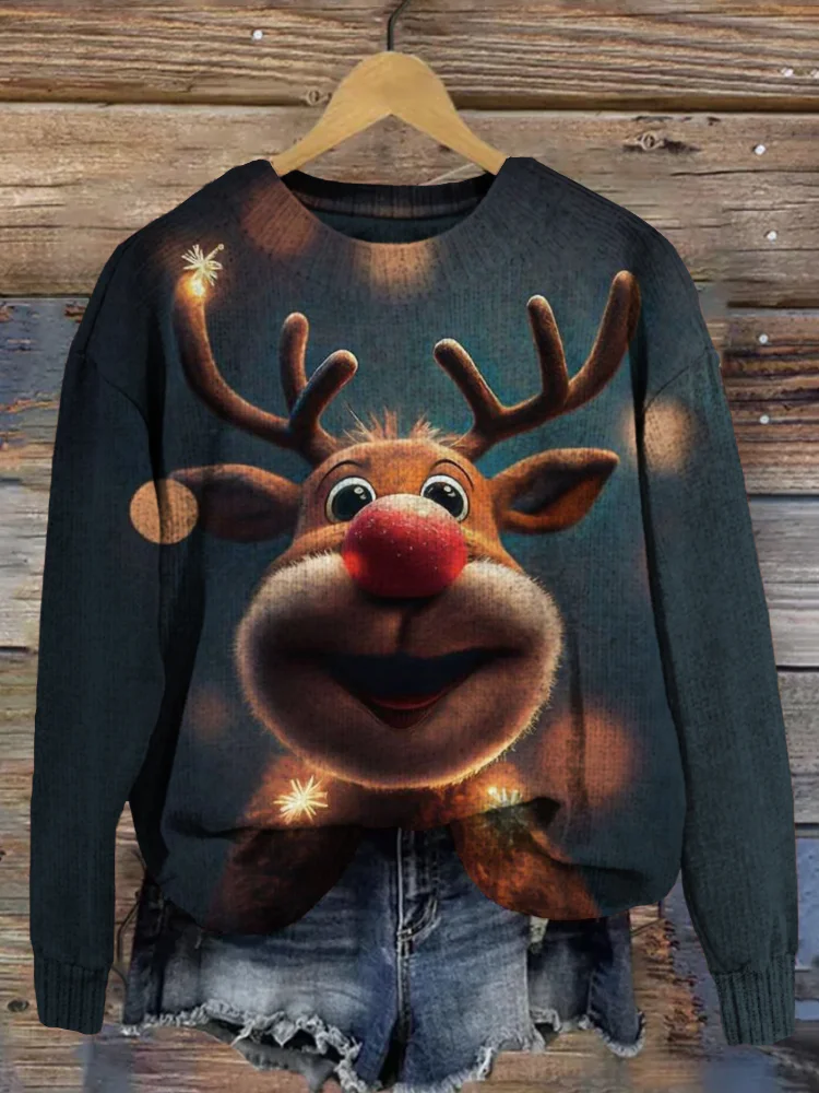 Red Nose Rudolph Graphic Vintage Comfy Sweater