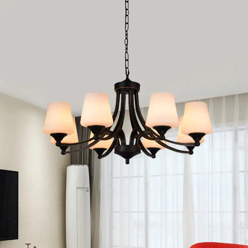 Traditional Tulip Chandelier Light Fixture 3/5/8 Bulbs Milky Glass ...
