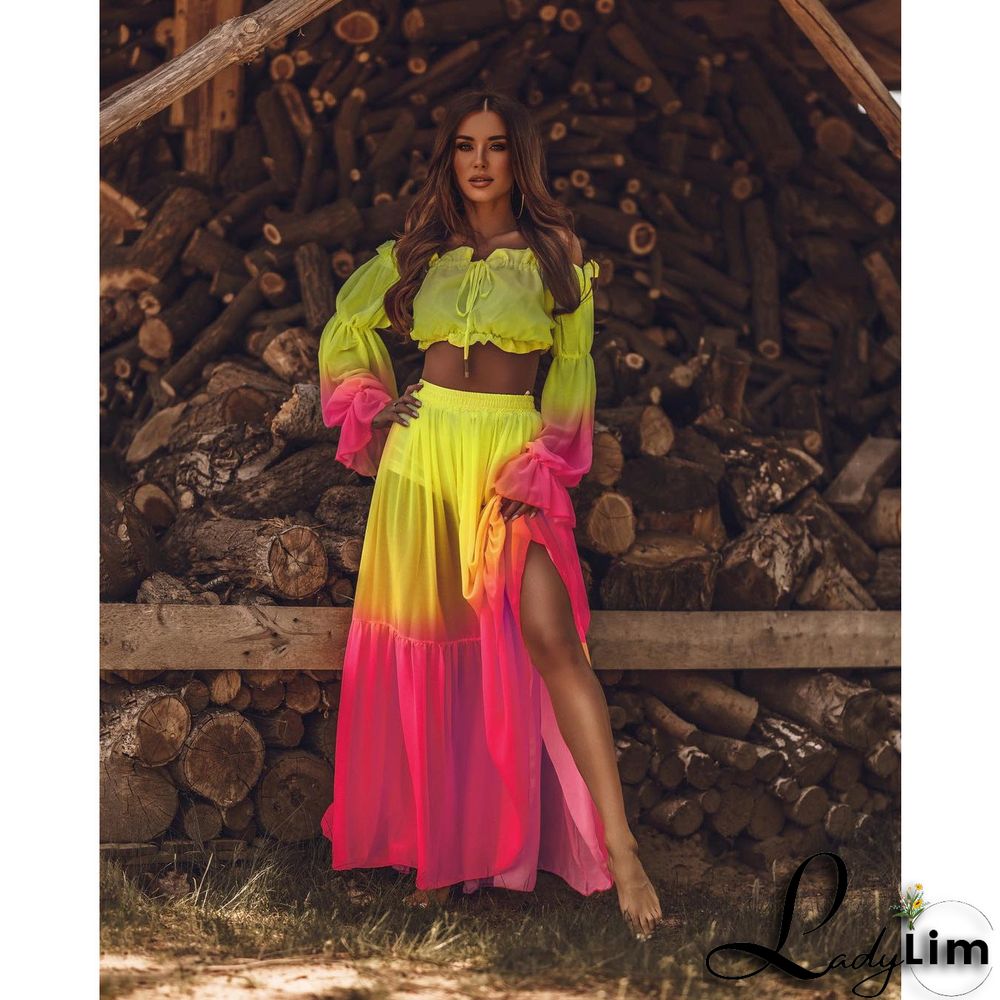 2Pack Off Shoulder Top and Cover Up Dress - Ladylim