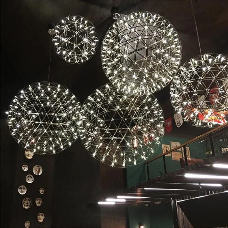 Firework Ball Pendant Lighting Fixtures Chrome/Gold Stainless Steel ...