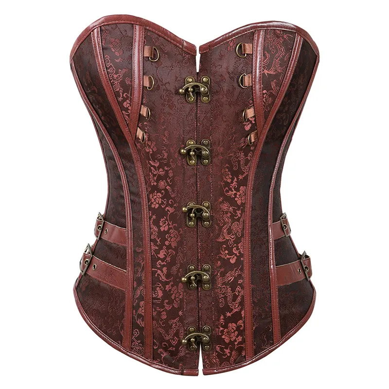 Billionm Corset Bustier Top Sexy Plus Size Brown Gothic Leather Pirate ...