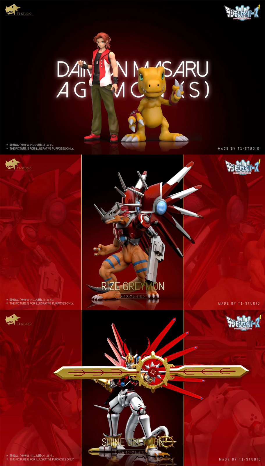 Daimon Masaru & Agumon (S) & Rize Greymon & Shine Greymon - Digimon ...