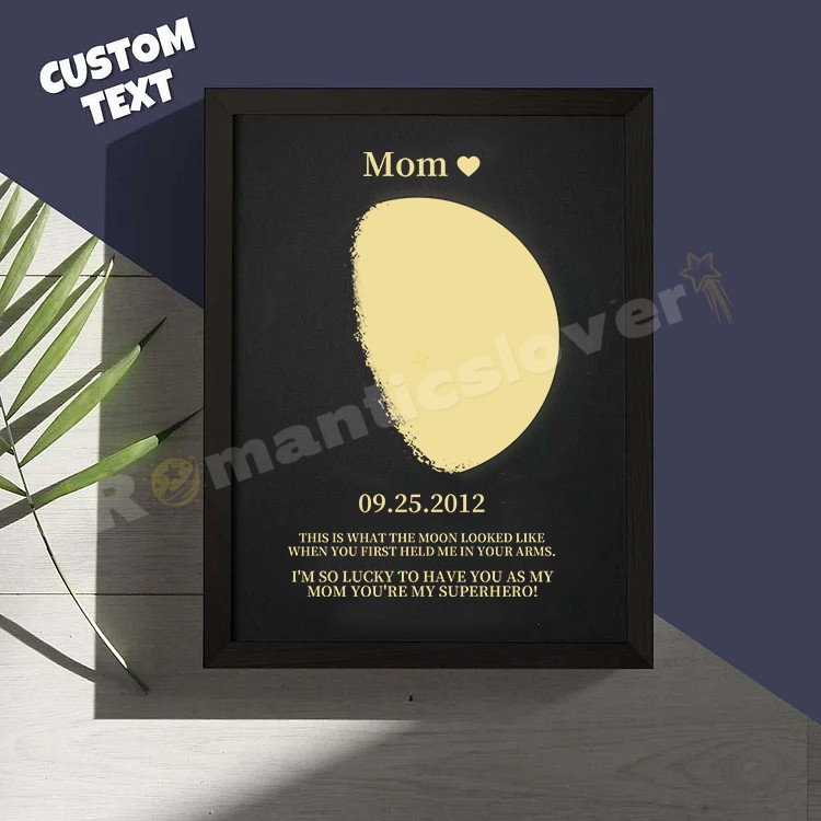 Custom Moon Phase & Birth Date Art Frame – The Perfect Gift for Mom