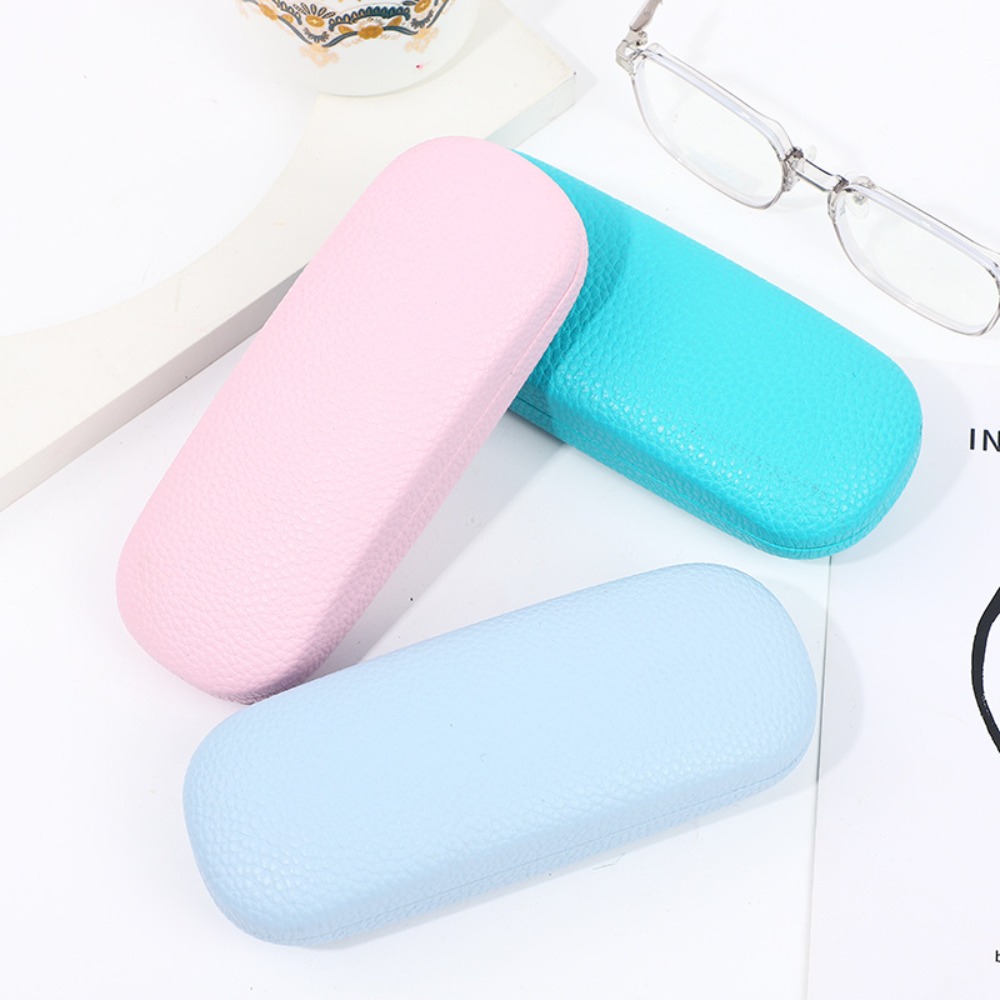 PU Leather Glasses Case Solid Color Glasses Protection Eyeglass Box ...