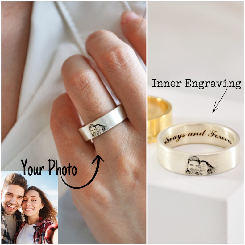 Custom Picture Ring, Wedding Band, Memorial Jewelry, Photo jewelry ...