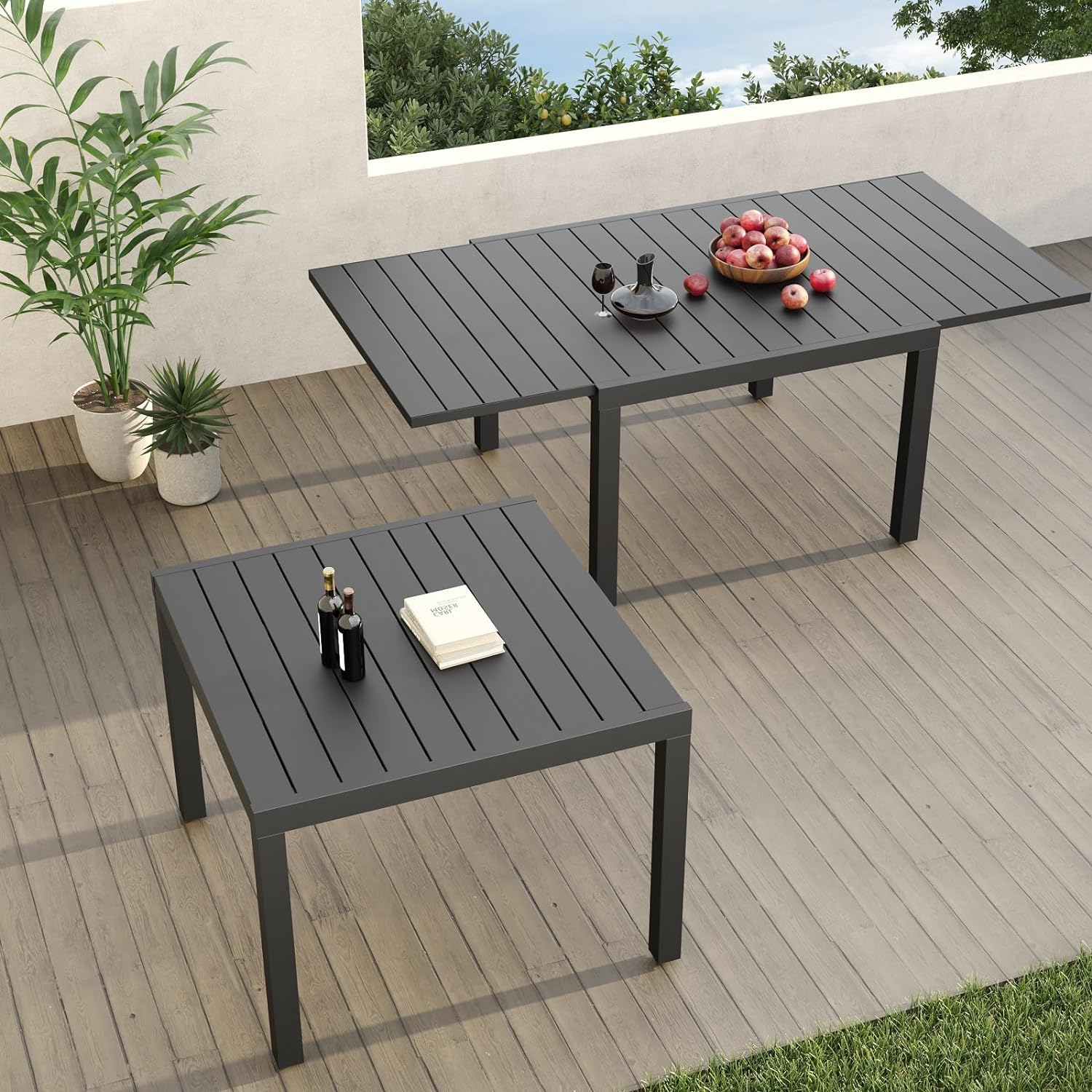 GRAND PATIO Expandable Patio Dining Table for 4-6 Person, 39.5-79 ...