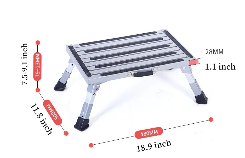 Safety RV Steps Adjustable Height Folding Platform Step with Glow