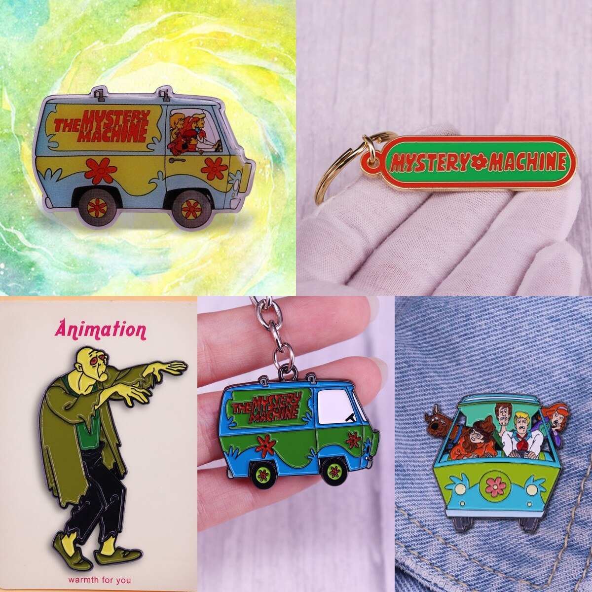 Scooby-Doo Funny Cartoon Enamel Pin Panel Van Mysterious Machine Brooch ...