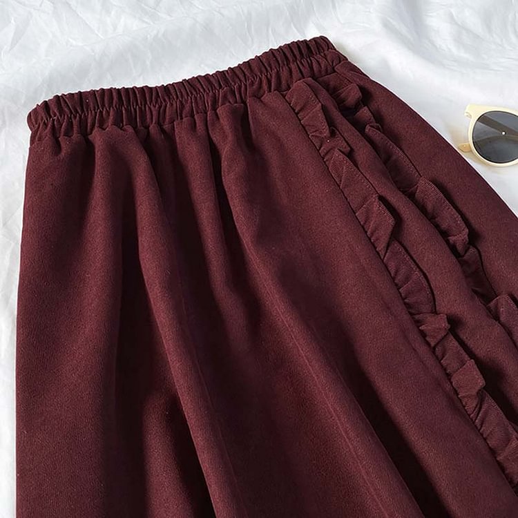 Korean Casual Lace Up Bowknot Tie Shirt Midi Skirt Two Pieces Set