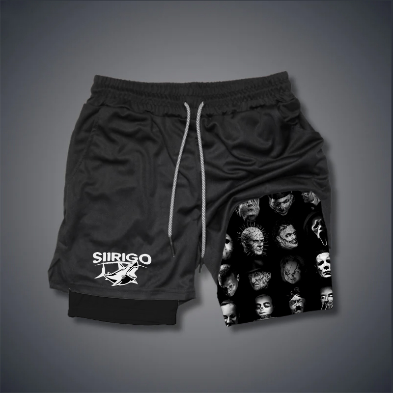 👻Horror Movie Characters Graphic Print GYM PERFORMANCE SHORTS🎃