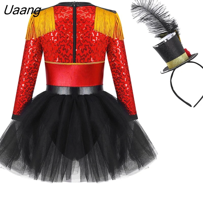 Uaang Girls Sequins Circus Ringmaster Costumes Long Sleeve Halloween ...