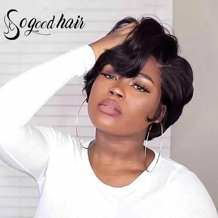 Body Wave Pixie Cut Virgin Human Hair Lace Wig