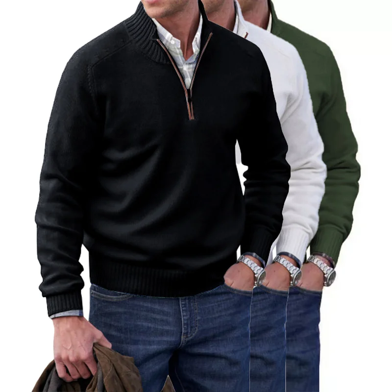 Men's Cashmere Zipper Basic Sweater