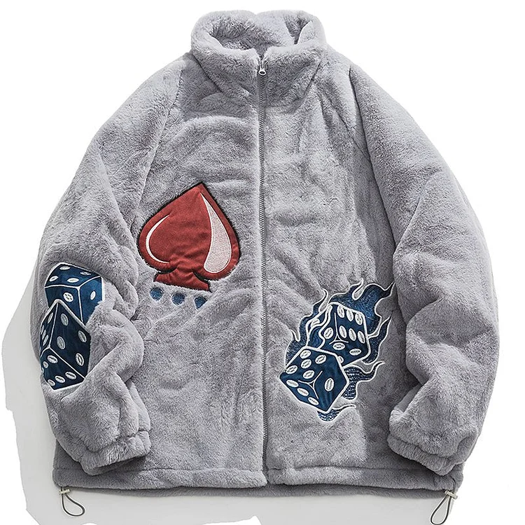 Faux Fur Winter Coat Flame Dice