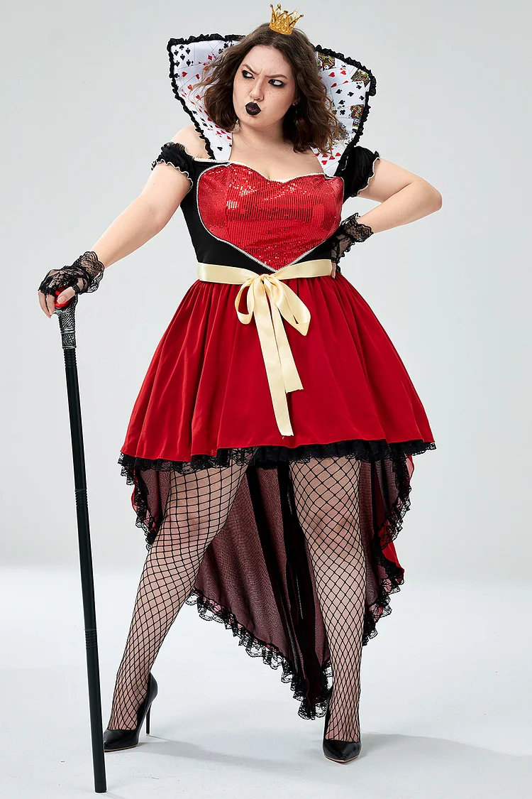 Xpluswear Design Plus Size Halloween Costume Red Sparkling Queen Of ...