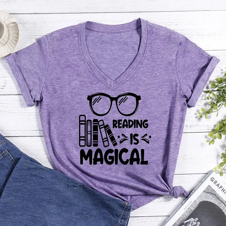 Resding Is Magical Book Lovers V-neck T Shirt