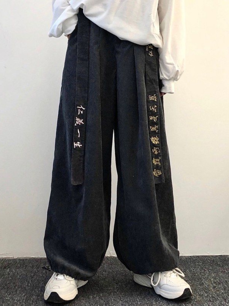 Fongt Harajuku Baggy Corduroy Pants Women Streetwear Chinese Style ...