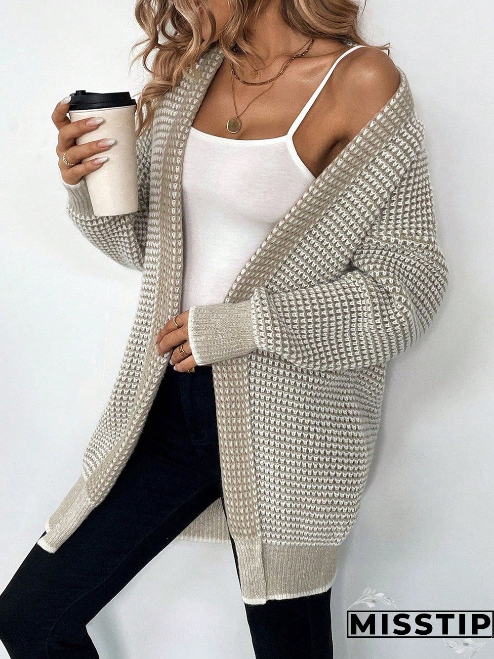 Modern Print Long Sleeve Cardigan - MissTip