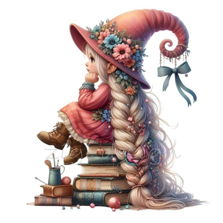 Long Hair Wizard Little Girl (velvet cloth) AB drill full round/square ...