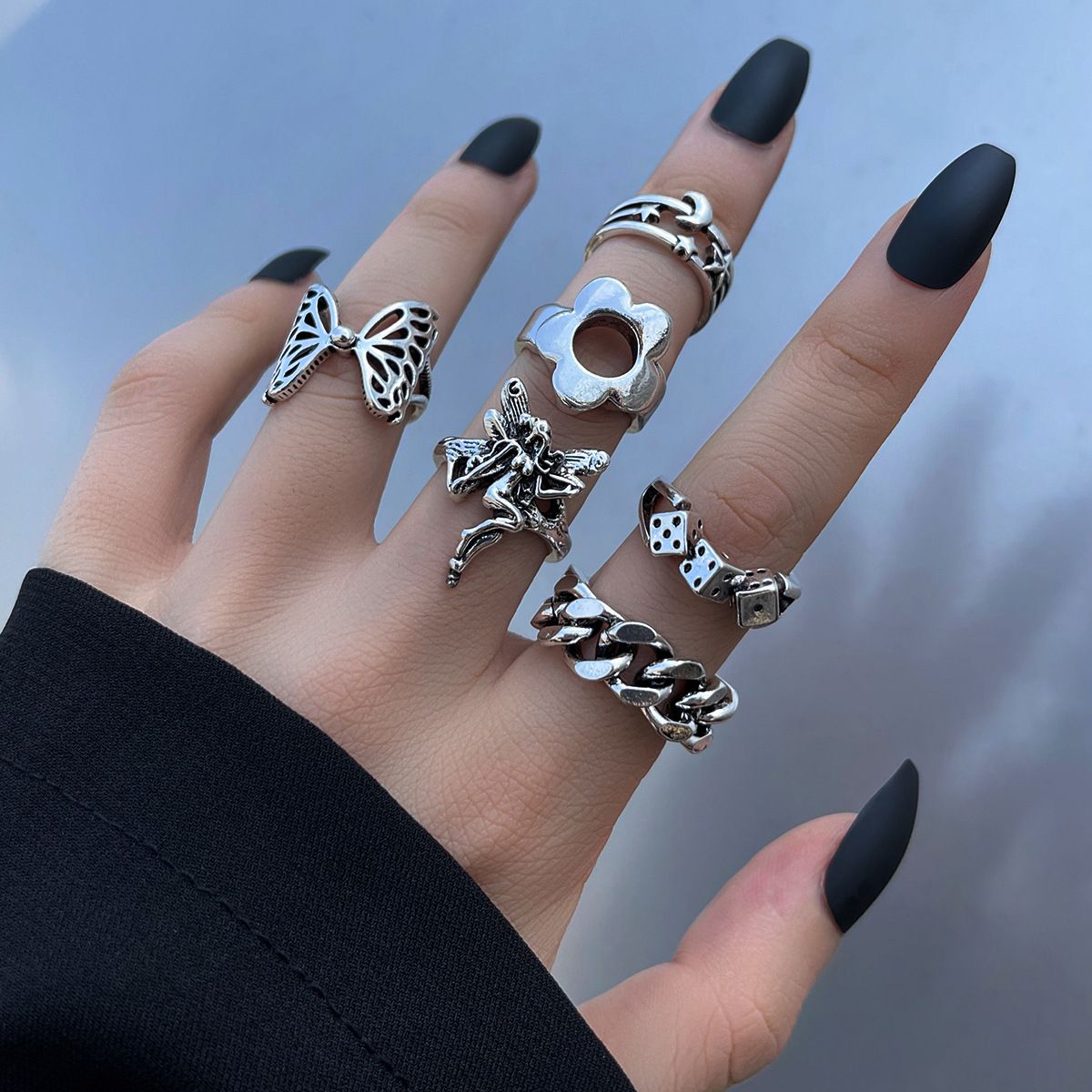 GOTHIC HIP HOP RING SIX PIECE SET