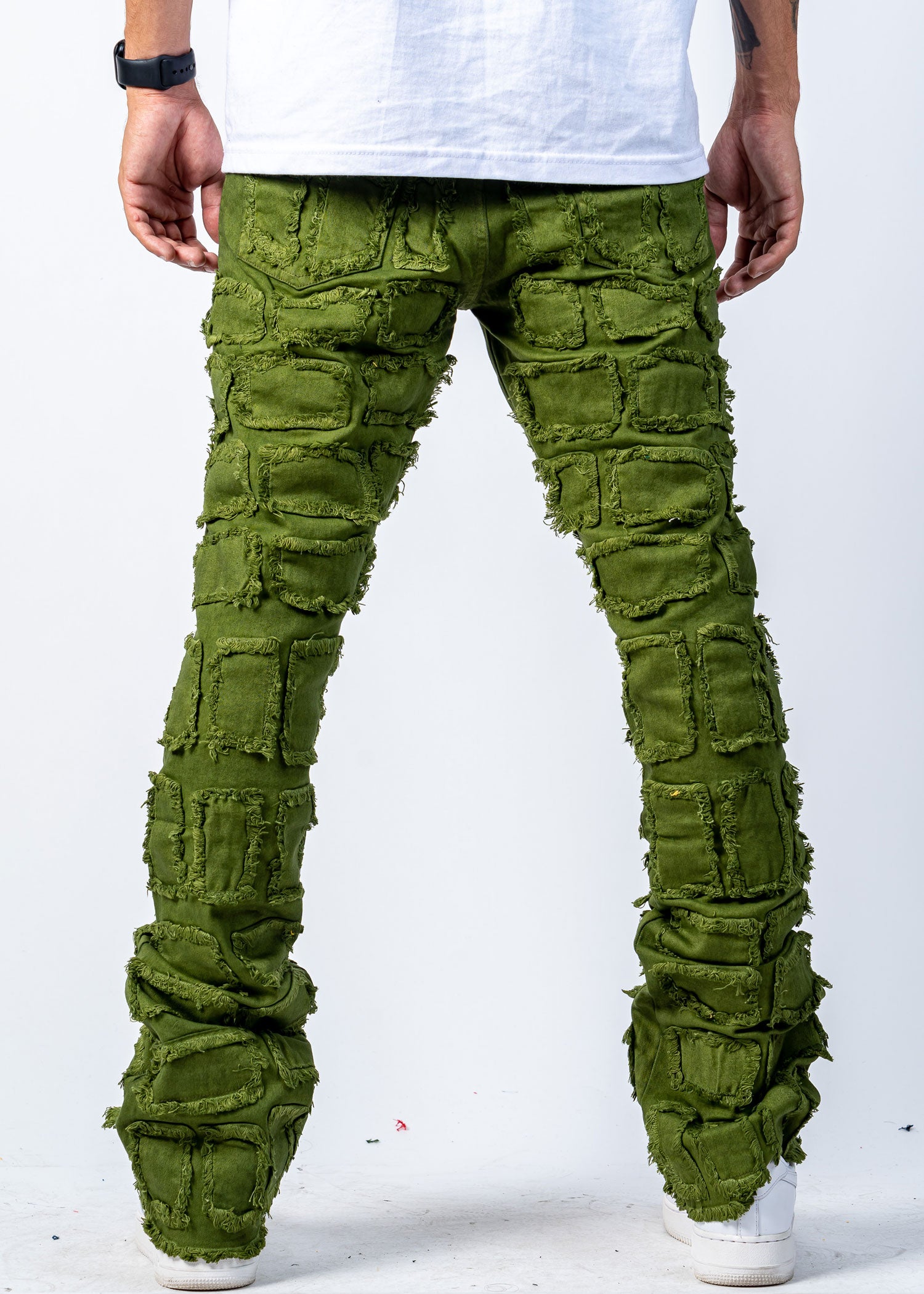 Nala Olive Green Stacked Jeans