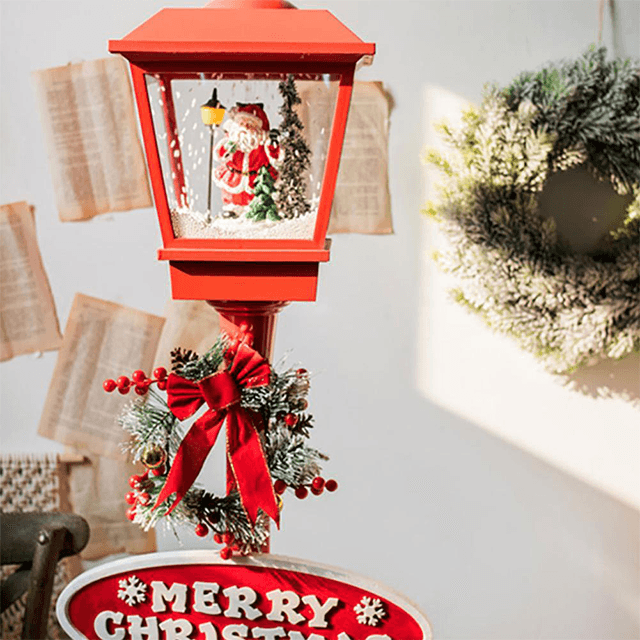 LED Lighted Musical Snowing Santa Christmas Street Lamp