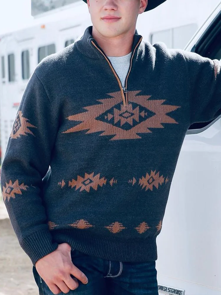 Men's Aztec Print Western Hoodie