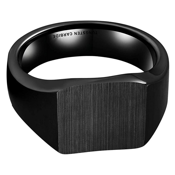 Women Mens 8mm Black Tungsten Carbide Ring Square Shape Matte Finish ...