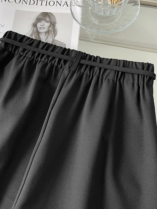 Sophisticated High-Waisted Lace-Up Suit Pants with Loose Fit and ...