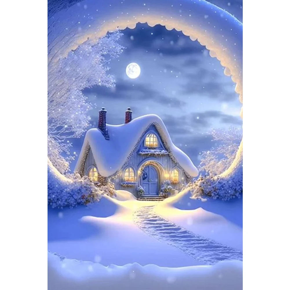 Fantasy Snow Scene (canvas) full round or square drill diamond painting