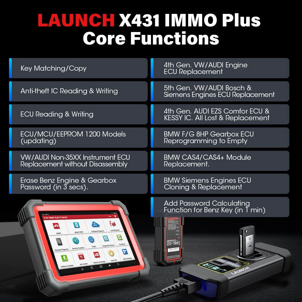 Launch X431 IMMO PLUS Key Programming Car Scanner Bidirectional ...