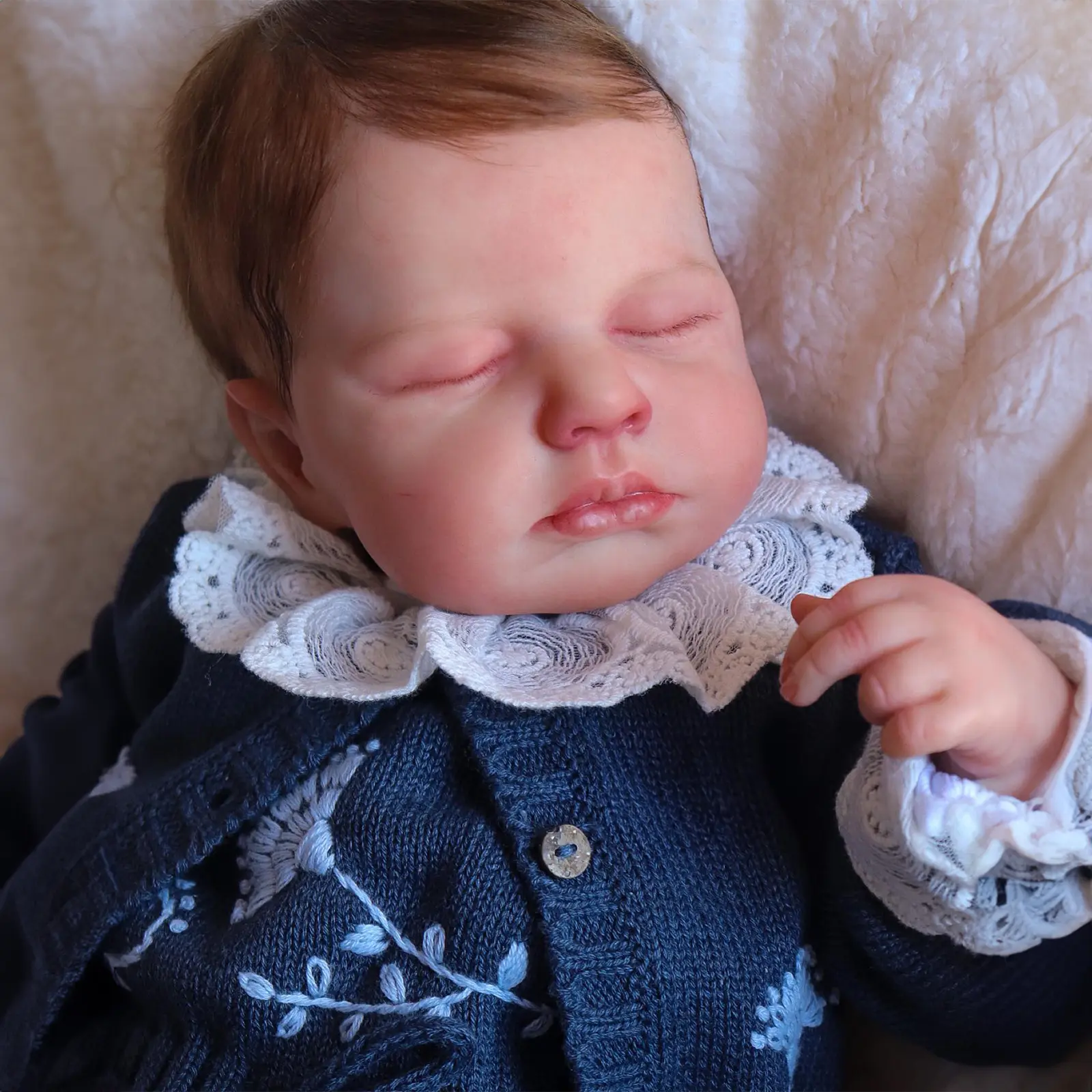 20" Reborn Lifelike Asleep Baby Girl Sottin Cloth Body Reborn Doll Set ...