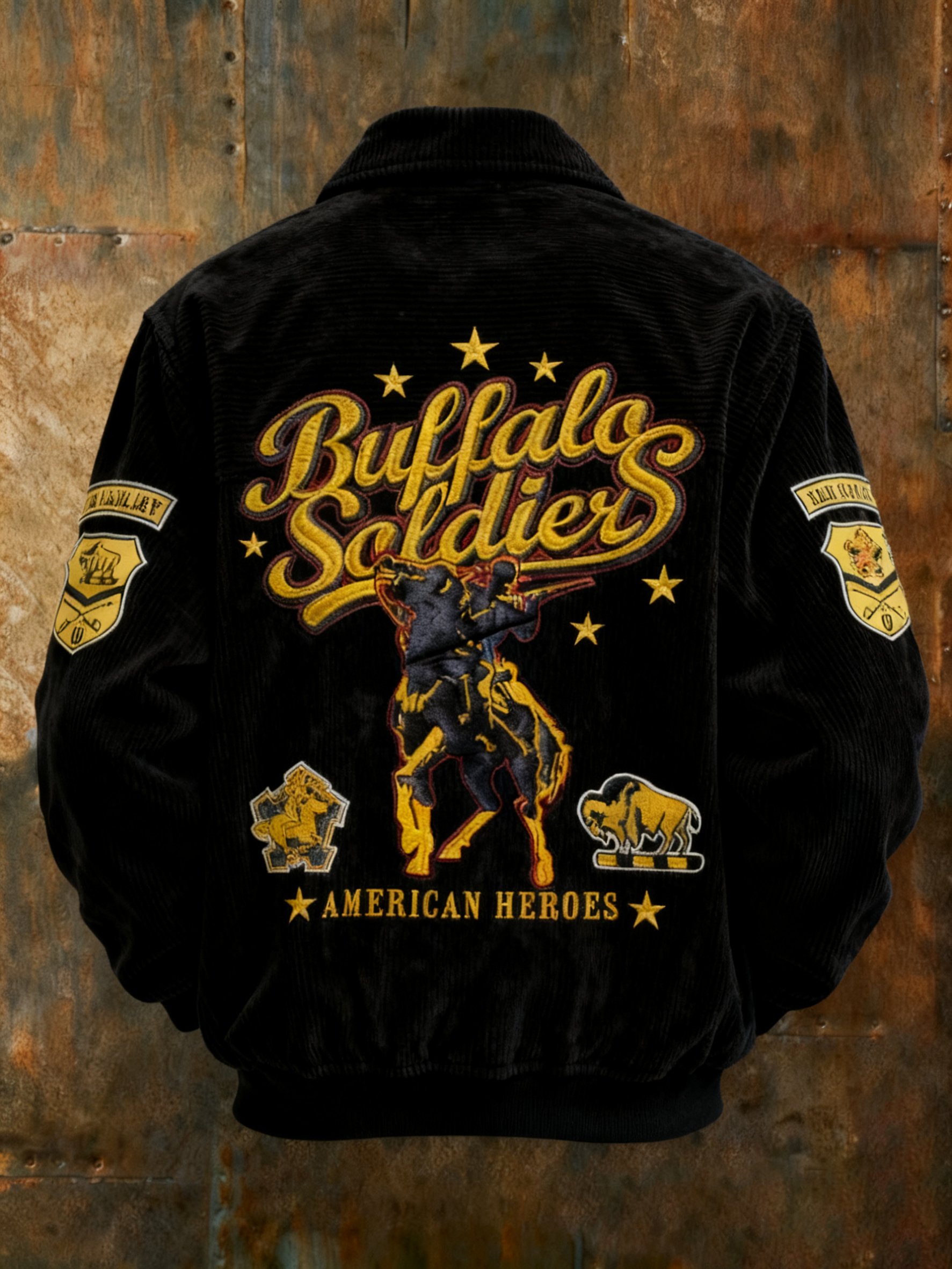 Men's Winter Retro Western Buffalo Soldier Corduroy Jacket