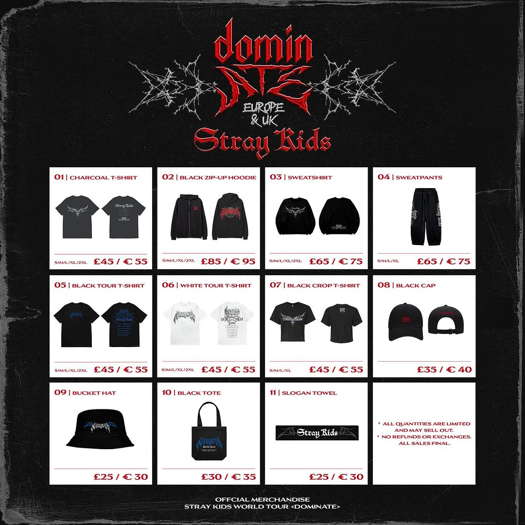 2025 STRAY KIDS EUROPE DOMINATE TOUR MERCH