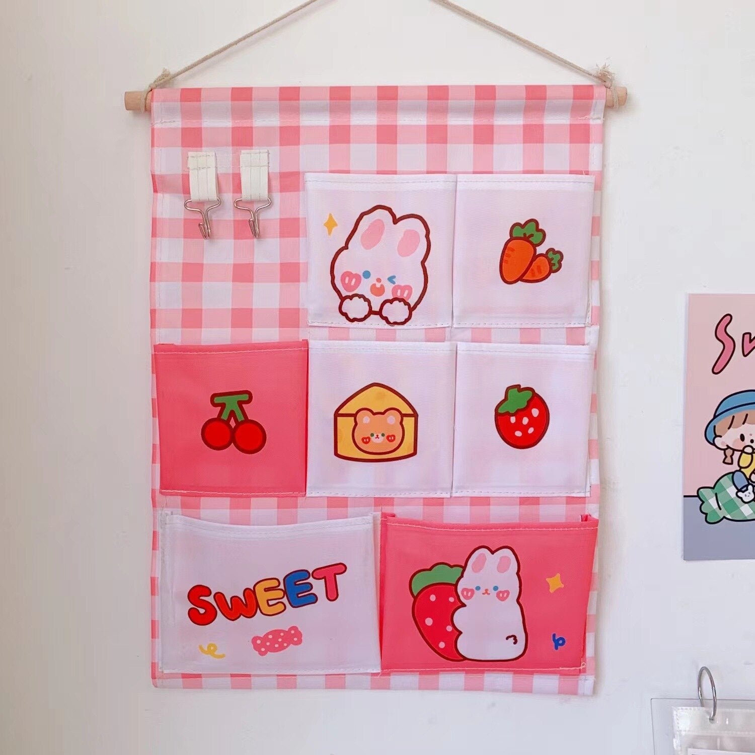 Home Decor Storage Bag Fabric Hanging Bag Cute Bedside Door Back ...