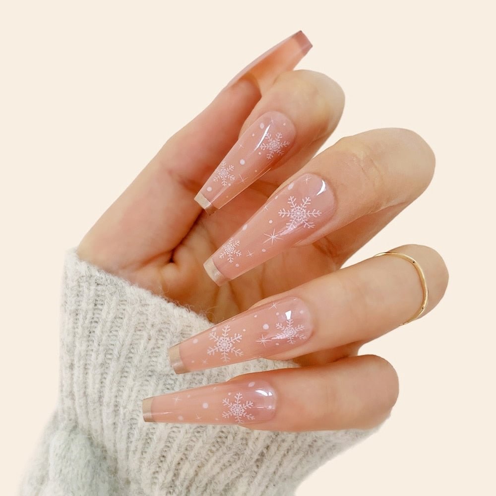 Professional fake nails overhead with glue coffin artificial nails tips ...