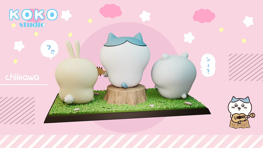 Chiikawa & Chiikawa Rakko & Chiikawa Hachiware - Chiikawa Statue - KoKo ...