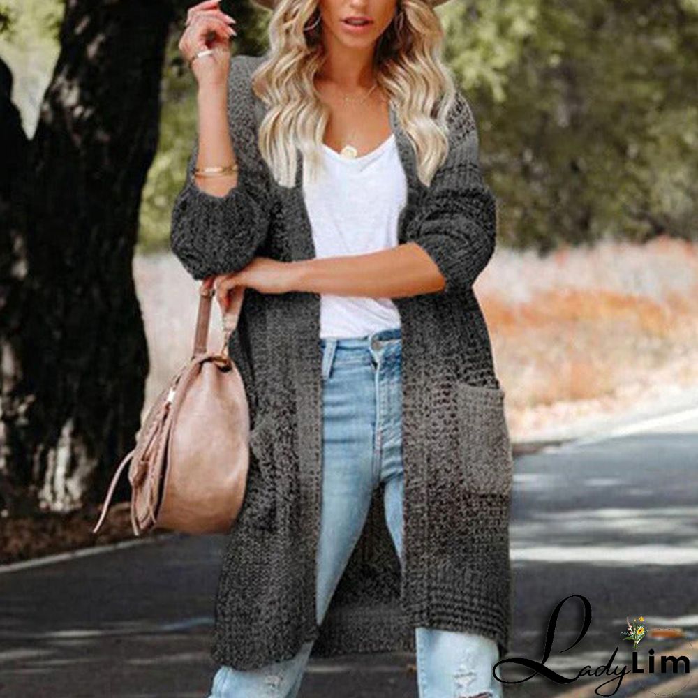 Casual Gradient Knitted Cardigan - Ladylim