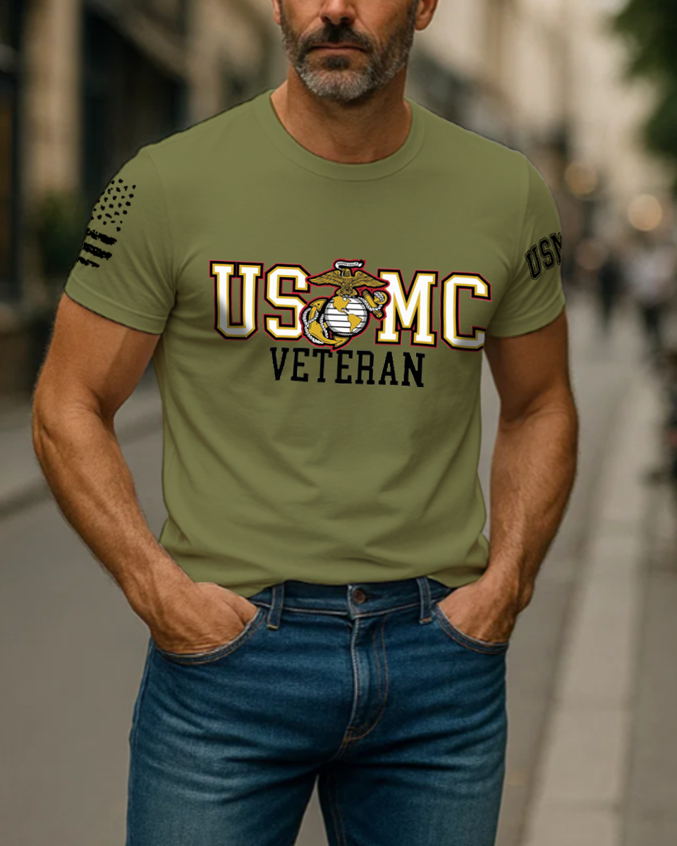 Men's USMC Veteran Short Sleeve Printed T-Shirt