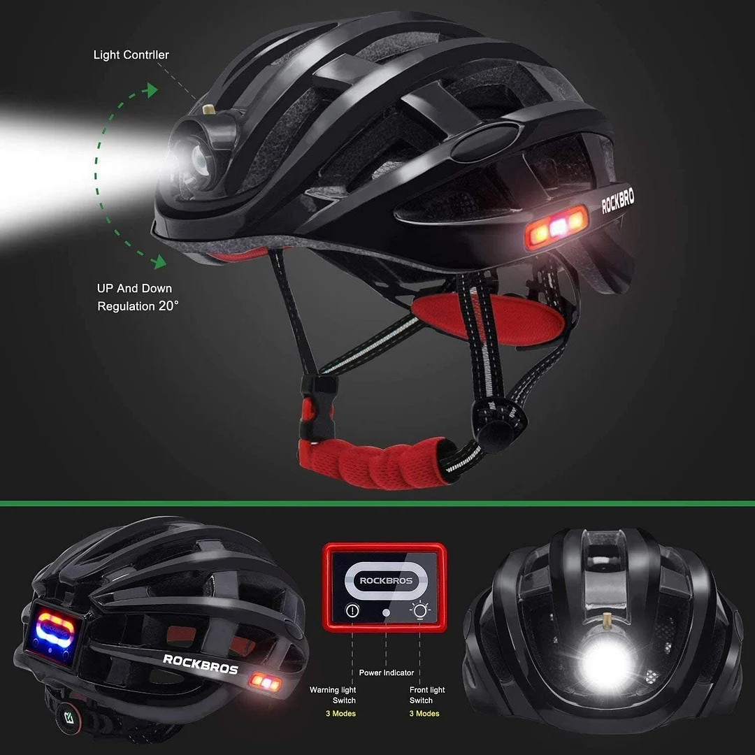Bicycle Warning Light Alarm Helmet