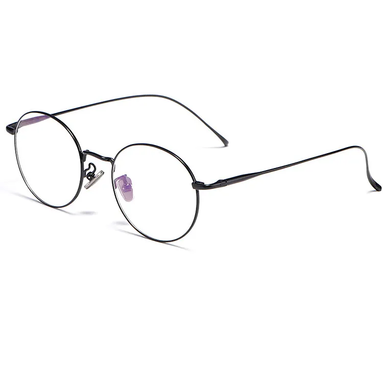 KatKani Ultra-light Pure Titanium Eyeglasses Men Retro Round Decorative ...