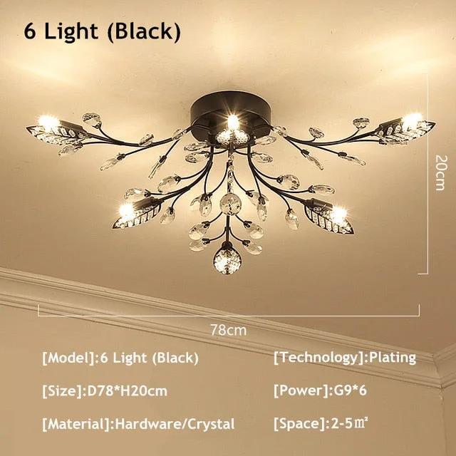 Vintage LED Ceiling Light Crystal Ceiling Lamp For Living Room Loft