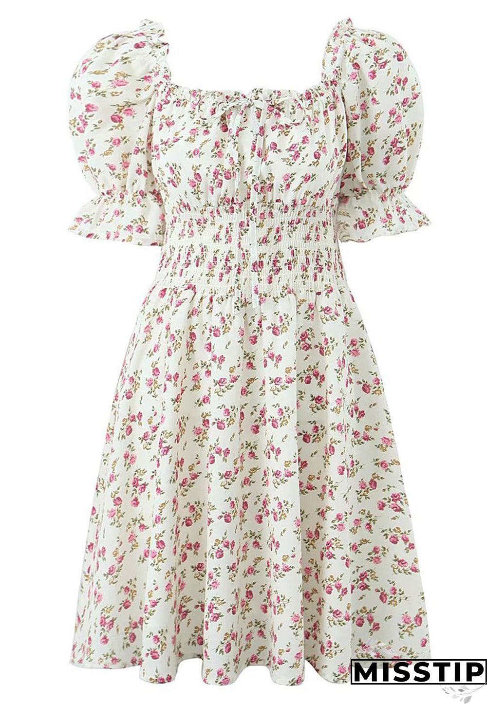 Vintage Floral Puff Dress - MissTip