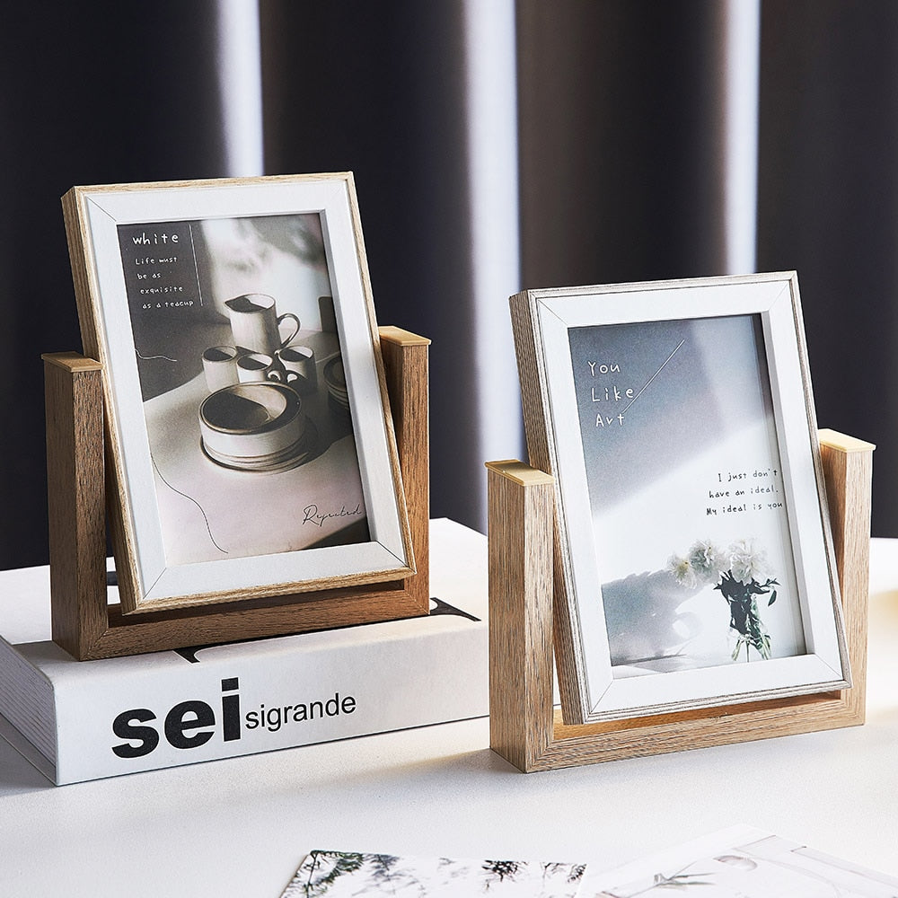 Nordic Simple Wooden Mirror Pgoto Frame Picture Frames Living Room ...